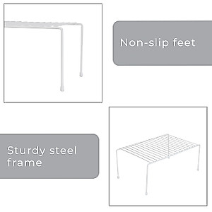 Smart Design Cabinet Storage Shelf Rack - Medium (8.5 x 13.25 Inch) - Steel Metal Wire - Cupboard, Plate, Dish, Counter & Pantry Organizer Organization - Kitchen [White]