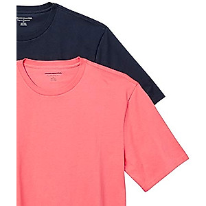 Amazon Essentials Men's Regular-Fit Short-Sleeve Crewneck T-Shirt, Pack of 2, Coral Pink/Dark Navy, X-Large