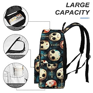 RIMENCH Lightweight Casual Laptop Backpack For Men And Women Halloween Cute Gothic Horror Voodoo Dolls Daily Use Backpack For College