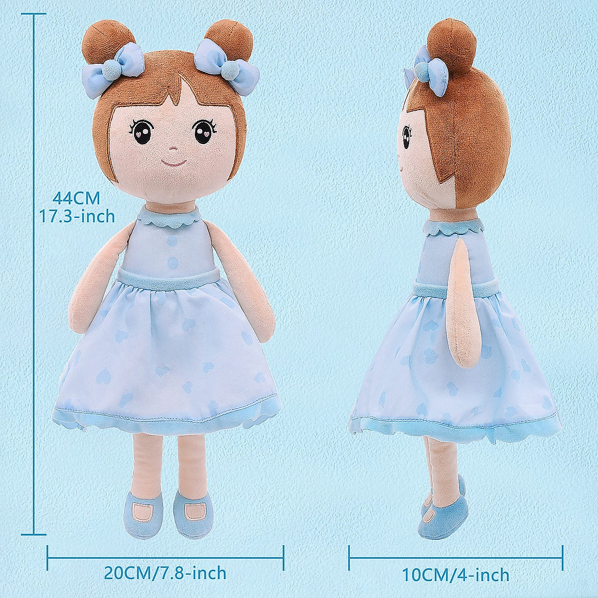 Conzy Stuffed Baby Doll Gifts for Girl 44CM Super Soft Buddy Cuddly Baby Girl Plush Toy Gifts wtih Gift Bag 17.3 Inches in Standing (Pink)