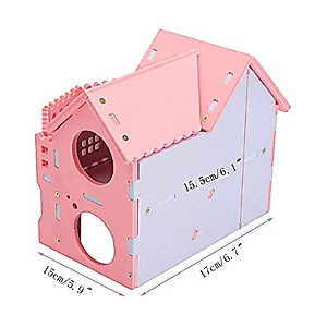 Hamster Maze Wood House Small Animal Hideout Wooden Assemble Double-Deck Hut Villa Ecological Cage Habitat Decor for Dwarf, Hedgehog, Syrian Hamster, Gerbils Mice