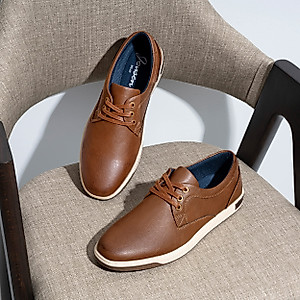 Jousen Men's Casual Shoes Memory Foam Mens Fashion Sneakers 3 Eyelets Business Dress Sneaker (A81Q06 Dark Brown 10.5)