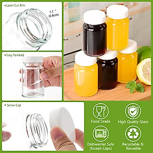 BPFY 24 Pack 2 oz Reusable Small Glass Bottles with Lids, Wellness Shots Bottles for Juicing, Ginger, Mini Glass Jars with Caps, Label, Pen