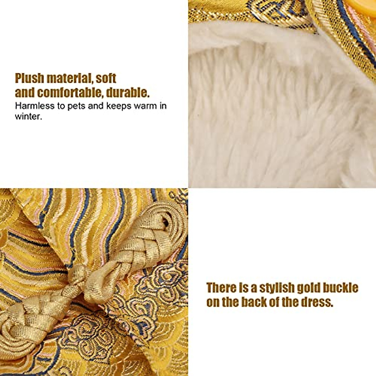 GLOGLOW Dog Costume Tang Suit, Chinese Style Pet Clothing Winter Thickened Warm Dog Cheongsam Satin Clothes with Hat for Small Dogs Puppy Cats