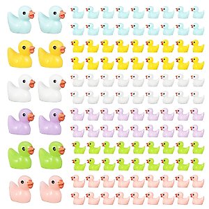Fuyamp 120 Pieces Mini Resin Ducks,Miniature Figures Micro Fairy Garden Landscape Aquarium Dollhouse Ornament Candy-Colored Duck DIY Charms for Christmas Birthday Party(6 Colors)