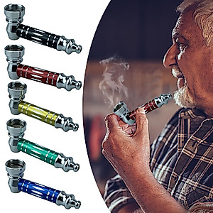 Janfu Random Color Alloy Fashion Carved Pipe Portable Removable Cleaning Pot Pipe Crafts (A - 1PC)