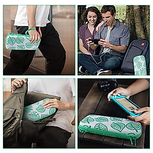 Grehge Carrying Case for Nintendo Switch,Leaf Crossing Hard Shell Protective Storage Case for Switch Console and Accessories,Cute Slim Portable Travel Carry Case Bag with 10 Game Card Slots for Girls