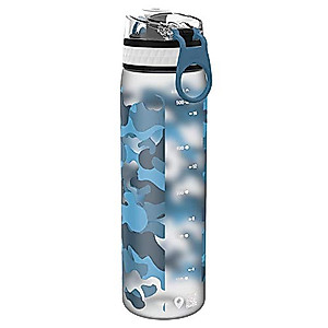 Ion8 Leak Proof Slim Water Bottle, BPA Free, Blue Camo, 600ml
