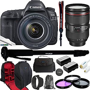EOS 5D Mark IV Full Frame Digital SLR Camera with EF 24-105mm f/4L is II USM Lens Kit + Deal-Expo Advanced Accessories Bundle (Renewed)