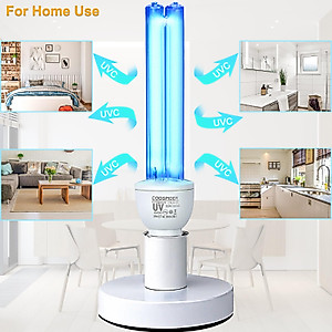 25 Watts UVC Lamp Ozone Free UVC Light Bulb with Base and 3-Gear Timer 253.7nm Wavelength UV Light for Bedroom/Closet/Kitchen/Bathroom E26 110V CTUV-25