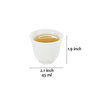 Sizikato 6pcs Pure White Chinese Porcelain Tea Cup, 45ml Exquisite Mini Sake Cup