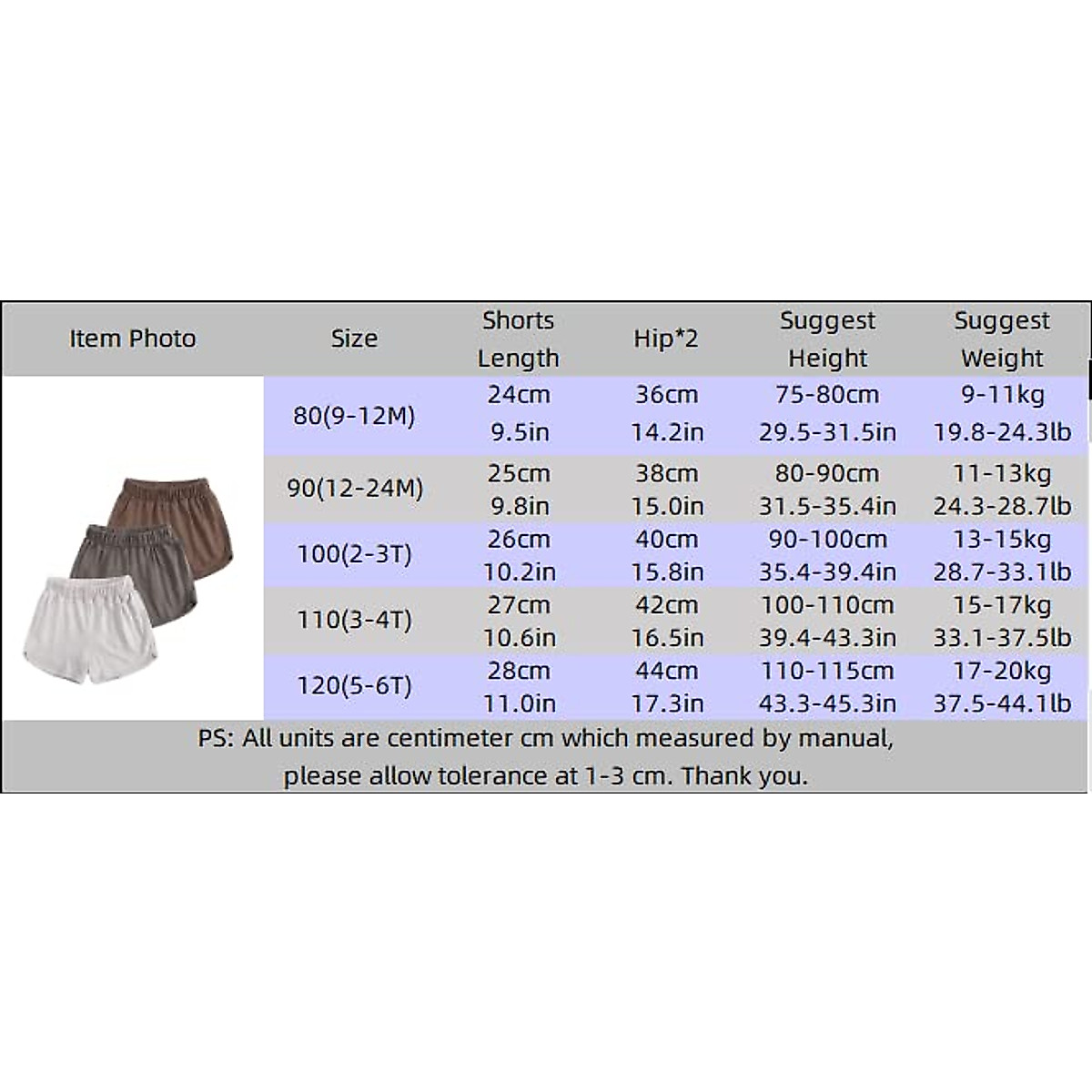 MYGBCPJS Unisex Baby 3-Pack Summer Shorts Solid Casual Sport Athletic Underwear Kids Boys Girls Active Jog Stripe Bottoms