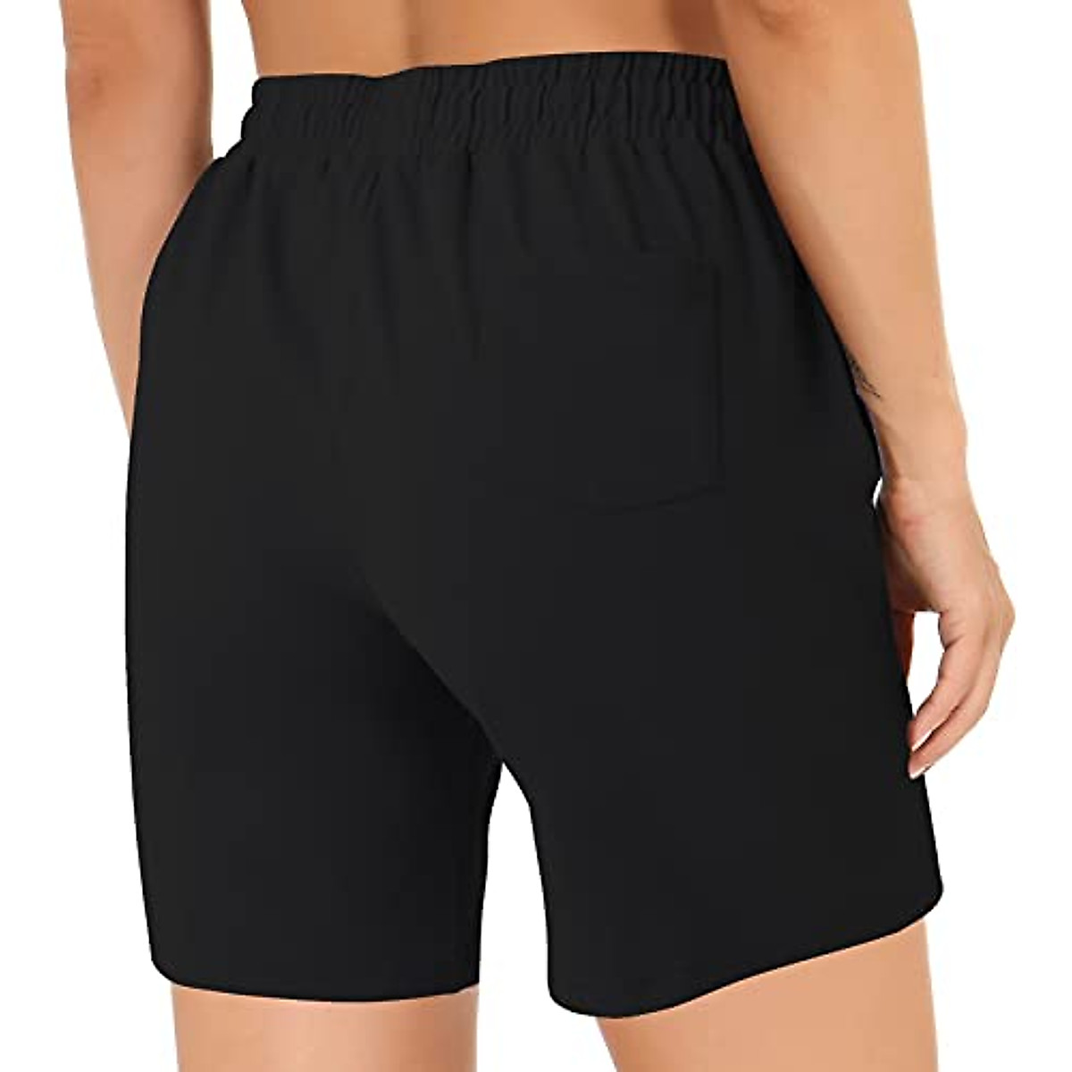 YOYOYOGA Women Bermuda Shorts 8 Way High Stretch Yoga Shorts Athletic Workout Running Shorts Lounge Casual with Deep Pockets Black L