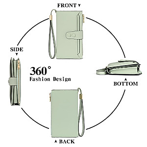 SENDFN Large Womens Wallet Genuine Leather RFID Blocking Multi Card Organizer Wristlet