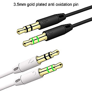 ZTGD 3.5mm Splitter, Headphone Splitter Earphone Adapter Audio 3.5mm Female to 2 Male Jack Aux Cable White One Size