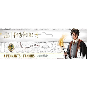 Multicolor Harry Potter Fabric Pennants - 16" x 6" (4 Pcs) | Assorted Magical Designs - Excellent for Wizard Fans & Party Decorations
