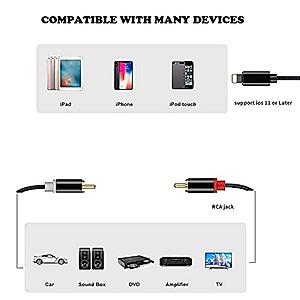 Male-Male RCA Audio Aux Cable, Stereo Y Splitter Red and White Cord Jack Adapter, Compatible with iPhone/iPod/iPad Connect to Car, Amplifiers, Home Theater, Speaker and More(3.6ft), Black