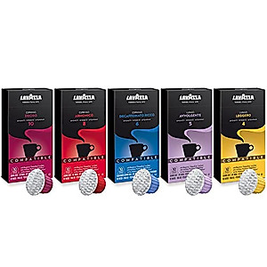 Lavazza Espresso Capsules Compatible with Nespresso Original Machines - All Variations for a Total of 50 Capsules (All 5 Flavors - Total of 50 Capsules)