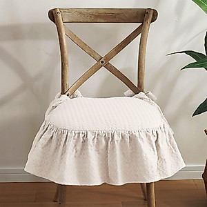 Ruffled Chair Cushions Elegant Vintage Cotton Chair Pads Soft Cotton Filled Seat Cushion for Farmhouse Home Kitchen Dining Chair 17 x 18 inch