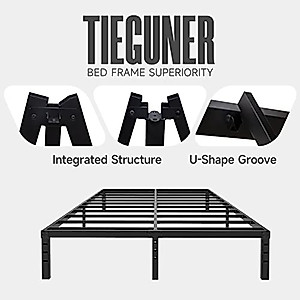 TIEGUNER 14 Inch King Bed Frame, Heavy Duty Metal Platform Easy Assembly Bed Frame, No Box Spring Needed Mattress Foundation 3500 Lbs Support, Noise Free, Maximum Storage (Black)
