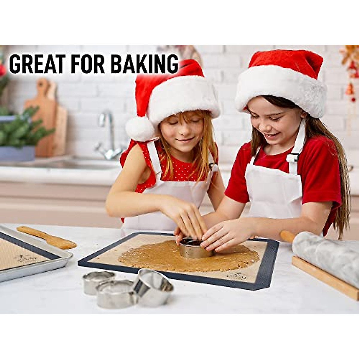 Zulay Kitchen (2 Pack) Silicone Baking Mat Sheet Set - Reusable Baking Mat Nonstick - Half Sheet Baking Mat For Oven - 16.5" x 11.6" (Dark Gray)
