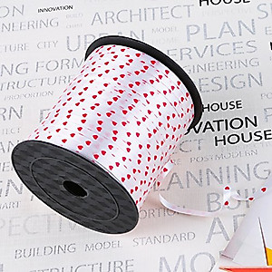 Coobey 300 Yards Curling Ribbon Heart Balloon Ribbons Roll Crimps Ribbon for Valentine's Day Party Festival, Balloon Gift Wrapping, Art Craft, 5mm (White)
