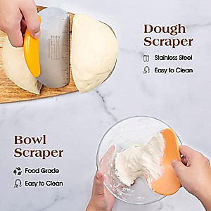 Sourdough bread baking supplies,Sourdough Starter Kit,10 inch Oval & 9 inch Round Banneton Bread Proofing Basket with Linen Liner, sourdough bread essentials tools,Round and Oval Silicone Bread Sling