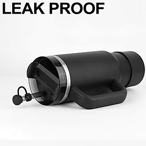 HYZ 8 Piece Accessories for Stanley Cup, Silicone Spill Proof Stopper Set and Protective Boot Including Straw Cover Cap for Stanley H2.0 20oz 30oz 40oz Tumbler, Black