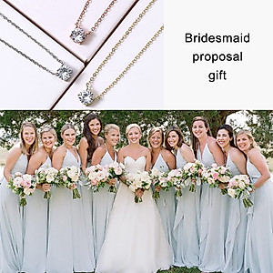 DHQH Bridesmaid Proposal Gifts CZ Tearsdrop Earrings Necklace Set Crystals Pendant Necklaces Jewelry Sets for Bridal Bridesmaids Prom Wedding