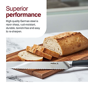 Zyliss Comfort Pro Bread Knife - Full Tang Bread Knife - Ice Hardened Stainless Steel Kitchen Knife - Crumble-Free Kitchen Cutlery - Black/Stainless Steel - 8 inches