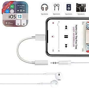 [Apple MFi Certified] Lightning to 3.5 mm Headphone Jack Adapter, 2 Pack for iPhone 3.5mm Earphones Jack Audio Dongle Cable Converter Compatible with iPhone 13 12 11 XS XR X 8 7,Support All iOS