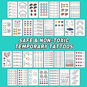 Metker Tattoos for Kids - 150 Sheets(1700 Mixed Styles Patterns) | Temporary Tattoos Stickers for Girls and Boys | Goody Bag Favor for Parties | Non-toxic、Skin-Safe*、Cosmetic-Grade