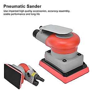 WALFRONT Pneumatic Sander 10000 RPM Air Square Orbit Finishing Sander for Wood Sanding Car Waxing Metal Sanding 75 x 100mm / 3.00 x 4.00in