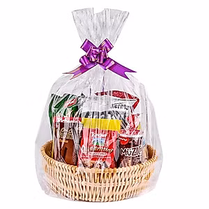 Awpeye Clear Basket Bags 20Pack Large Cellophane Gift Bags for Baskets Cellophane Wrap for Gift 2 Mil Thick (20"x20")