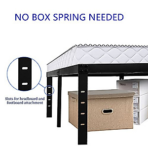 AMSEJOPS Heavy Duty Queen Bed Frame, 16 Inches Tall Metal Platform Bedframe with Storage, No Box Spring Needed, Noise-Free, Easy Assembly, 3500lbs Steel Slat Support…