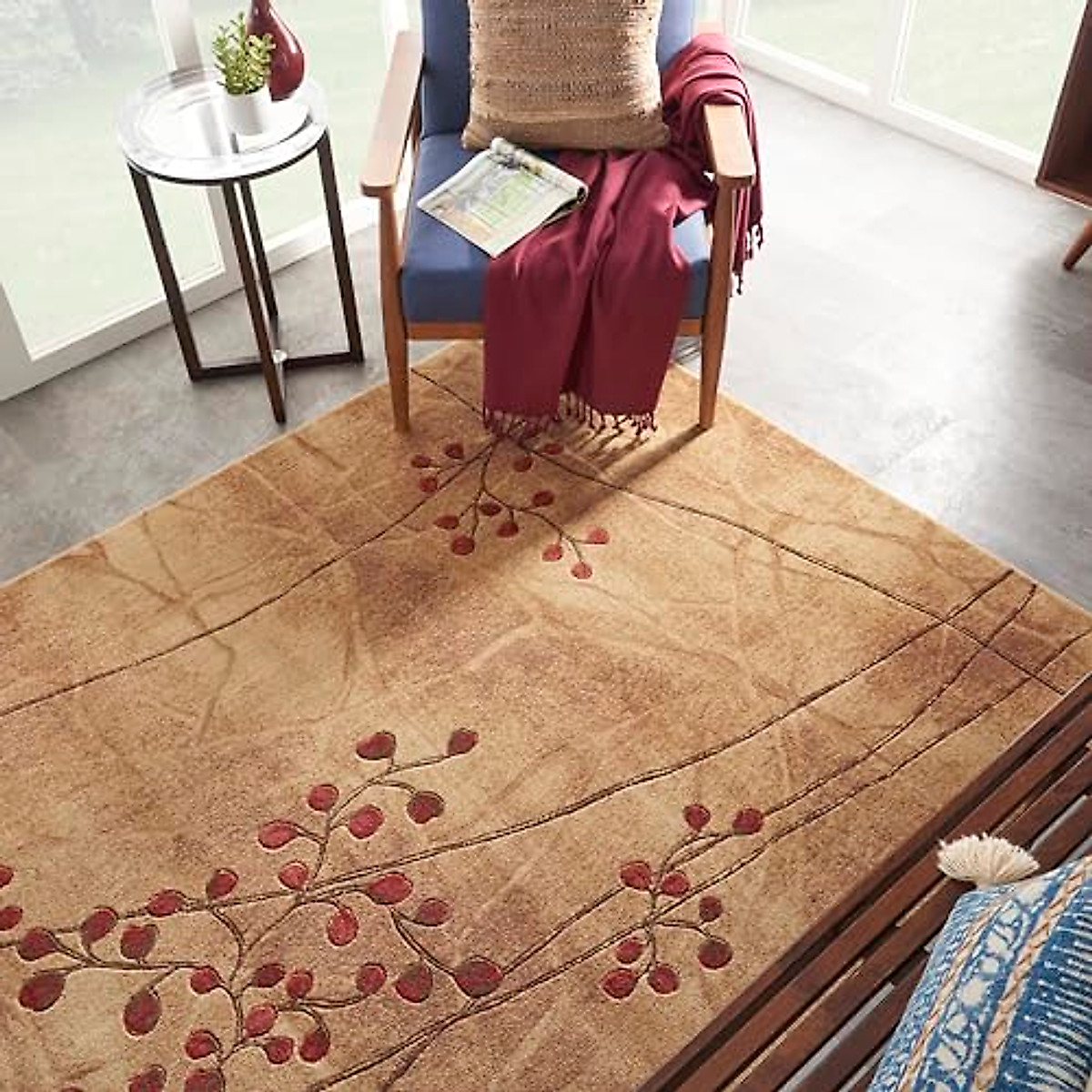 Nourison Somerset Rustic Area Rug 3'6" x 5'6", Latte, Rectangular, 0.5" Thick, Easy -Cleaning Non Shedding Bed Room Living Room Dining Room Kitchen
