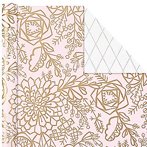 Hallmark All Occasion Reversible Wrapping Paper Bundle - Pastel & Metallic Celebrate (3-Pack: 75 sq. ft. ttl.) for Mother's Day, Weddings, Birthdays, Baby Showers, Bridal Showers or Any Occasion