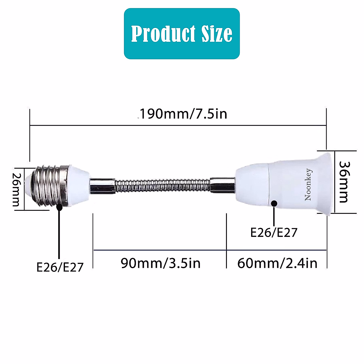Noonkey 2K Home Security Camera & 7.5 Inch Socket Extender