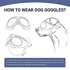 Namsan Dog Goggles Large Breed Anti-UV Dog Sunglasses for Medium-Large Dogs Windproof Anti-Dust Antifog Soft Pet Dog Glasses for Long Snout Dogs Eyes Protection, Black