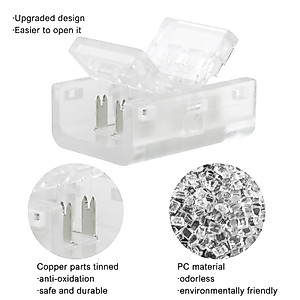 RGBZONE 10Pcs LED Strip Connectors 3 Pin Gapless Solderless Quick Connector for 10mm Waterproof and Non-Waterproof WS2811 WS2812B LED Strip Lights
