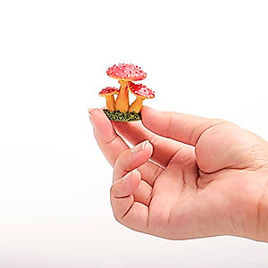 X Hot Popcorn 9PCS Mini Mushroom Figurines Mushroom Resin Figures Fairy Garden Miniature Moss Landscape Model for Garden Ornaments Plant Pots Bonsai Crafts