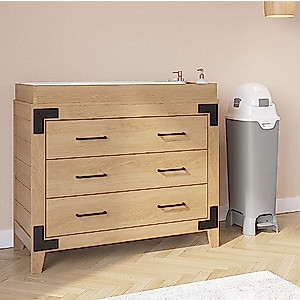 Child Craft Lucas 3 Drawer Wood Dresser, Anti-Tip Kit, Extra-Large Storage for Baby Nursery, Kid’s Room (Nutmeg)