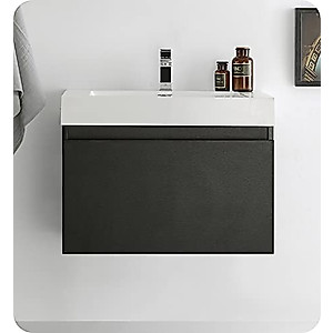 Fresca Mezzo 30" Black Wall Hung Modern Bathroom Cabinet - Cabinet Only (Sink Not Included)