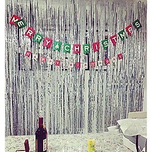 Fecedy 2pcs 3ft x 8.3ft Silver Metallic Tinsel Foil Fringe Curtains Photo Booth Props for Birthday Wedding Engagement Bridal Shower Baby Shower Bachelorette Holiday Celebration Party Decorations