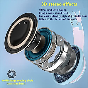 RAHAFA Cat Ear Headphones, Bluetooth 5.1 Headphones, Led Light Up Over Ear Headphones, Foldable Wireless Headset for Tablet/pc/ipad/Cell Phones, with Hanging Headphone Bracket-Black