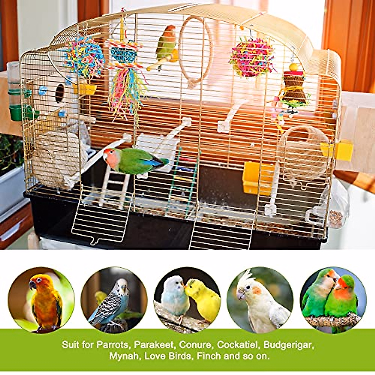 YUEPET 4 Pack Bird Shredder Toys Small Parrot Chewing Toys Parrot Cage Foraging Hanging Toy for Small Bird Parakeets Parrotlets Lovebirds Cockatiels