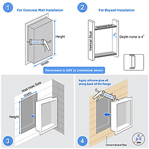 TSIBOMU Stainless Steel Shower Niche, 12" X 24" Shower Niche No Tile Needed, Nano Black Niche for Shower Wall for Bathroom & Bedroom Storage Over Mount Installation