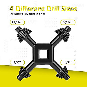 COLIBROX 4-Way Drill Press Chuck Key Universal Combination Hand 1/2" 9/16" 5/8" 11/16"