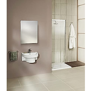 Croydex Dawley Single Door, Surface Mount Flexi-Fix Easy Hanging System Medicine Cabinet, 20 in (W) x 26 in (H), White Steel