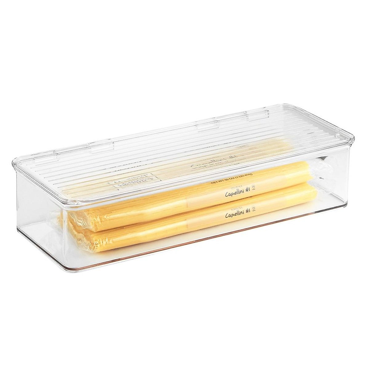 iDesign Kitchen Binz Stackable Box, 14cm x 34cm x 7.5cm, Clear, 14 x 34 x 7.5 cm